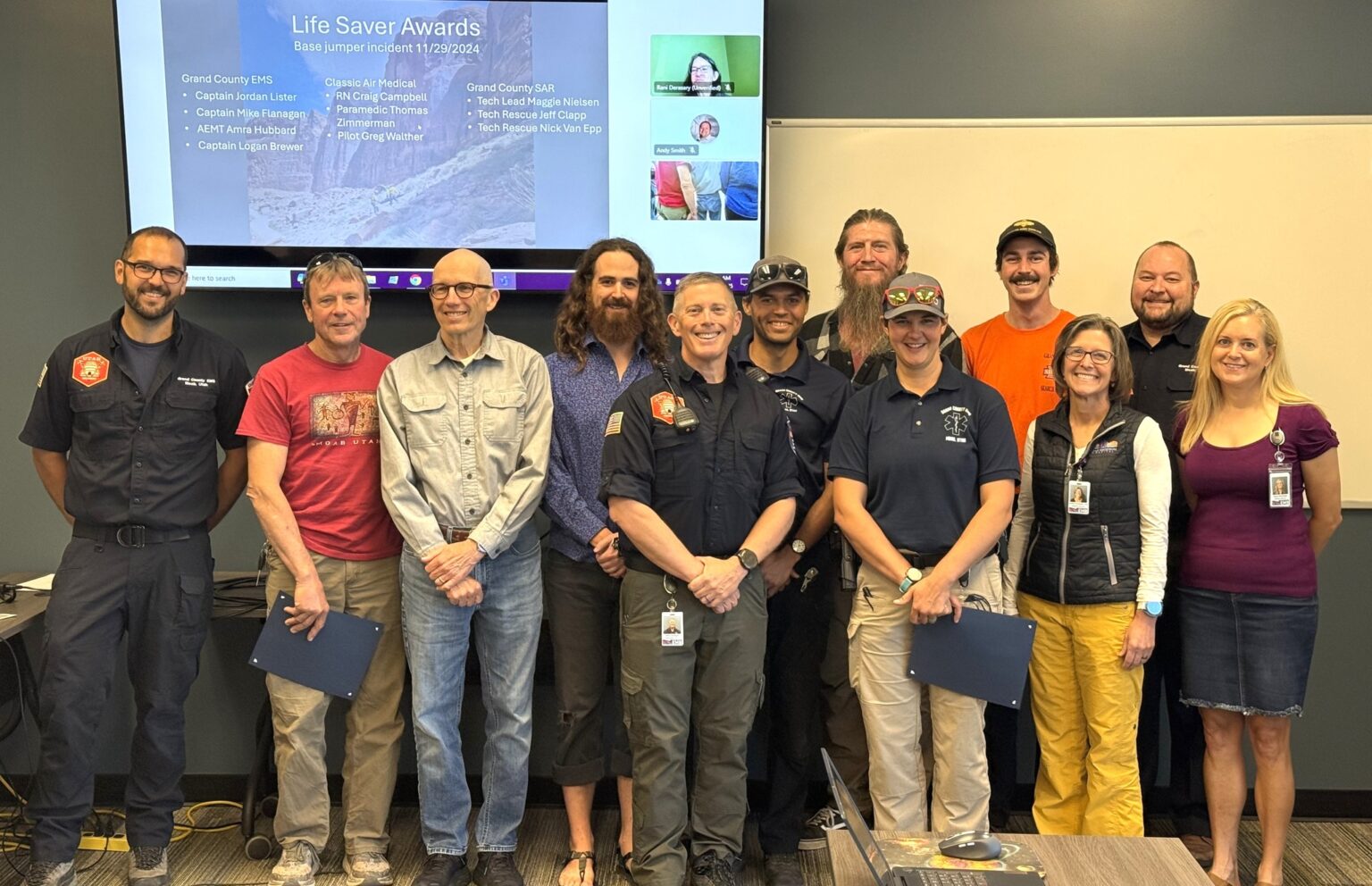 Local first responders honored for BASE jumper rescue - Moab Sun News